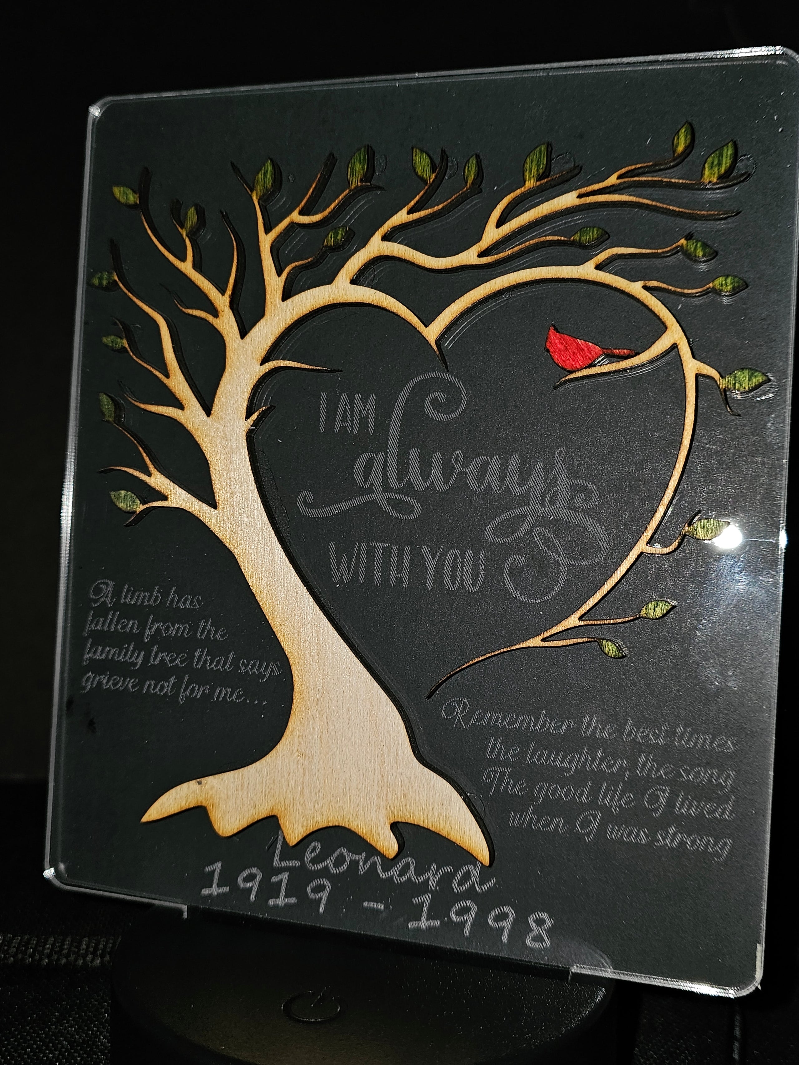 Wood overlay - Cardinal tree | Acrylic Engraving Supplies
