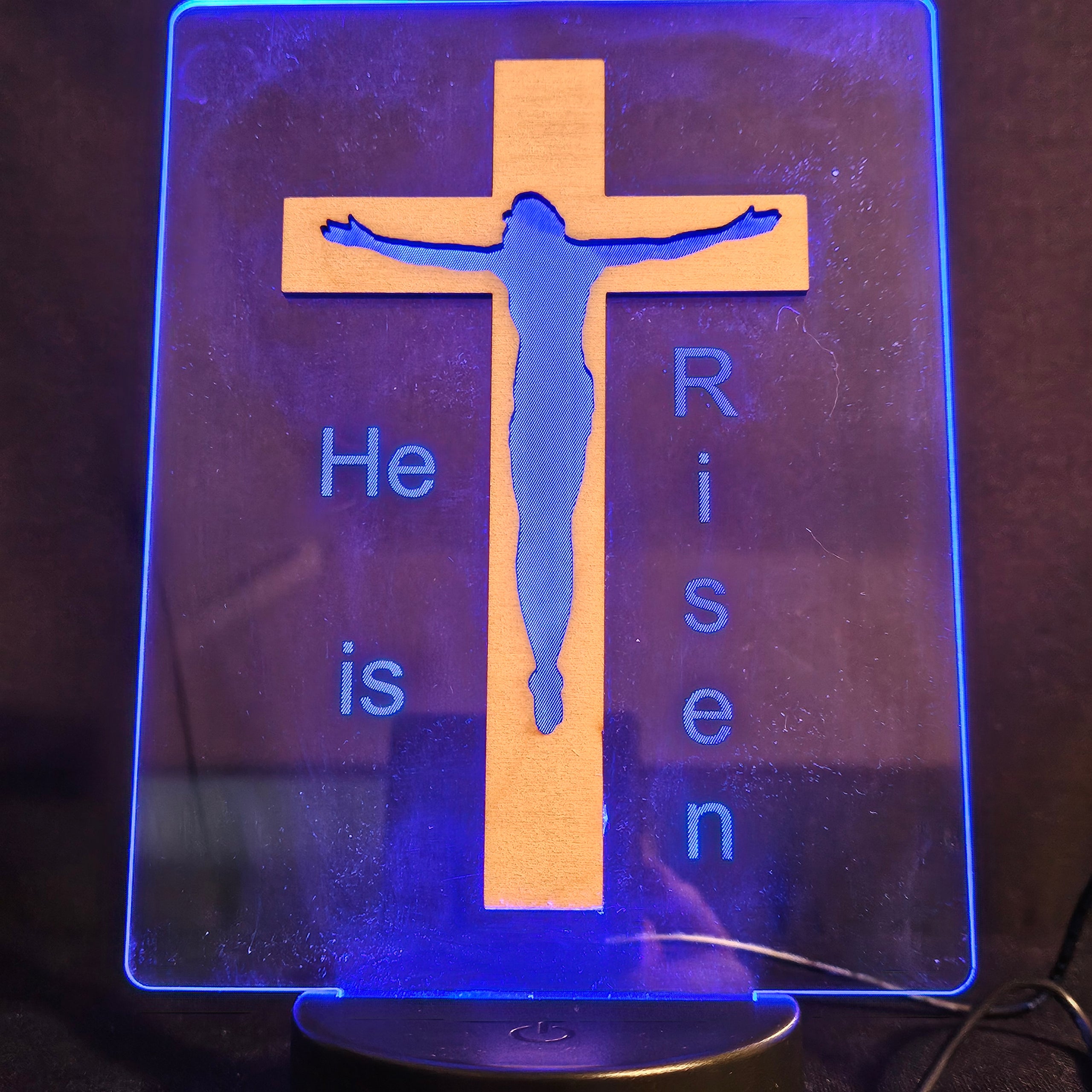 Wood overlay - Cross with Jesus cutout | Acrylic Engraving Supplies